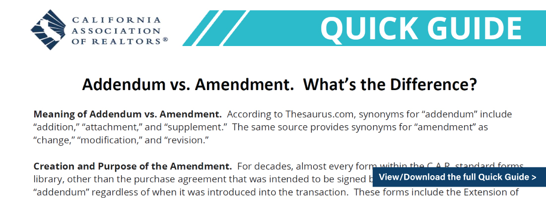 Addendum vs Amendment