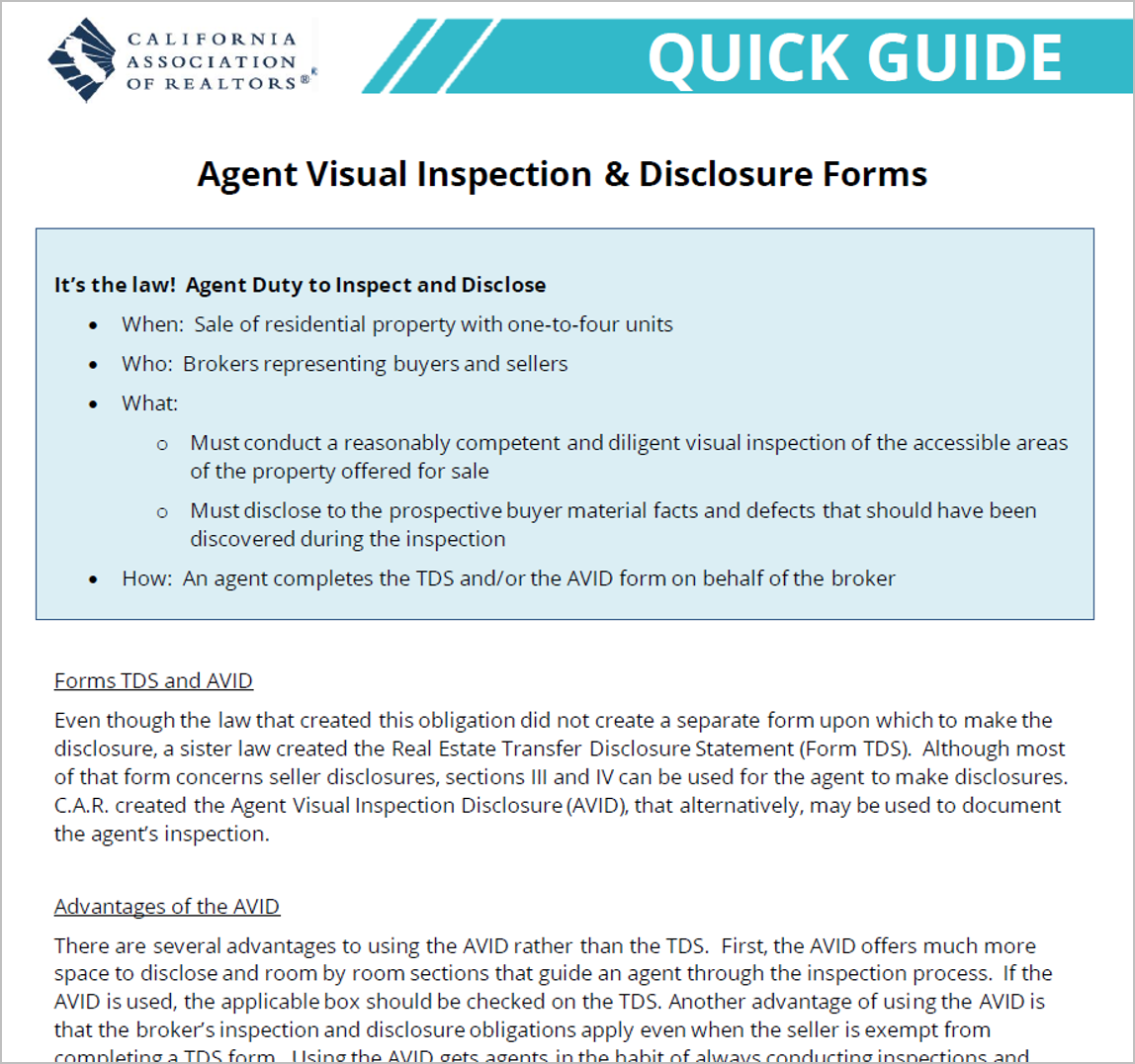 Agent Visual Inspection and Disclosure Forms